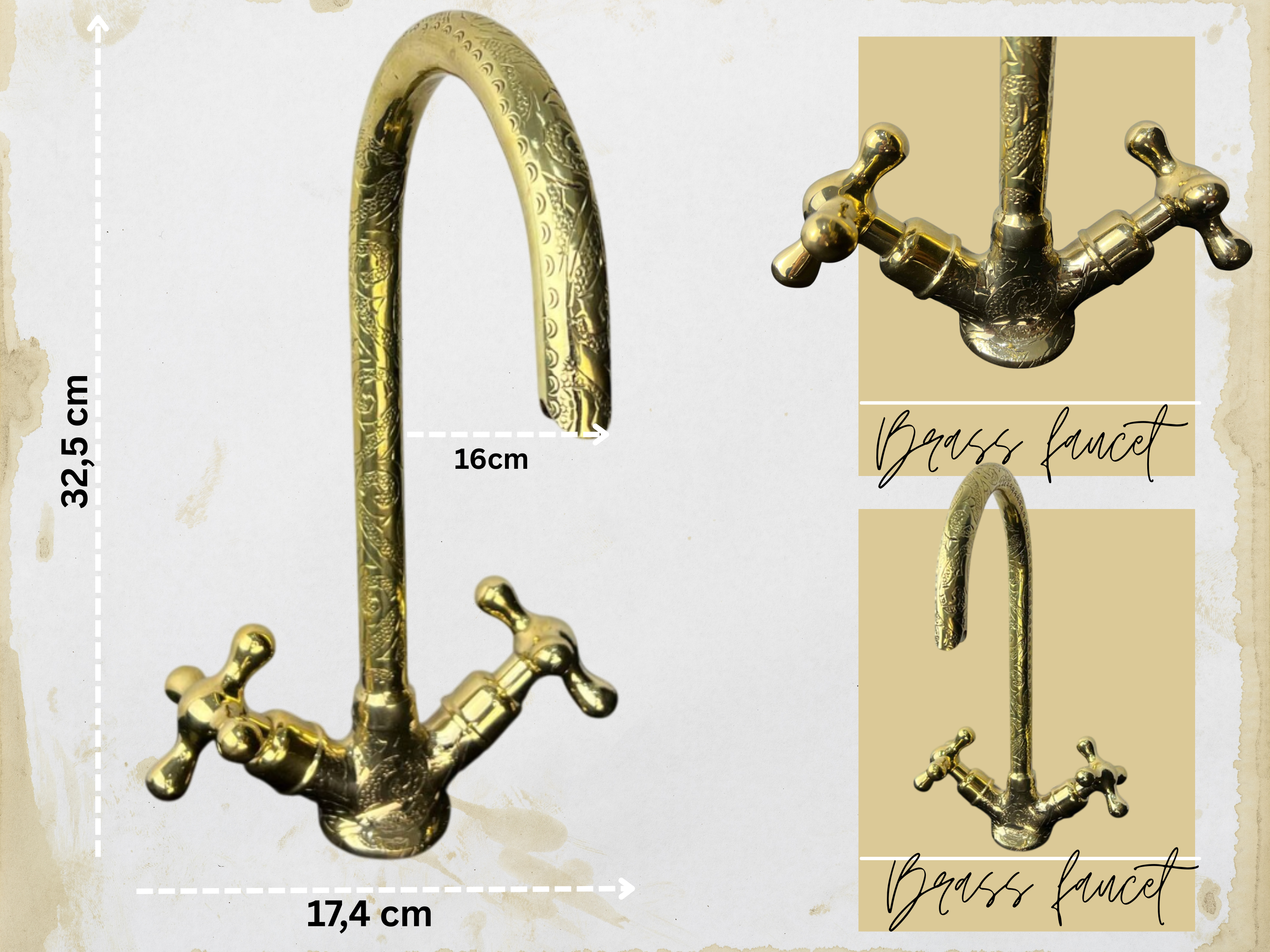 Brass Moroccan Faucet With Engraved Gooseneck Spout – fezbasin